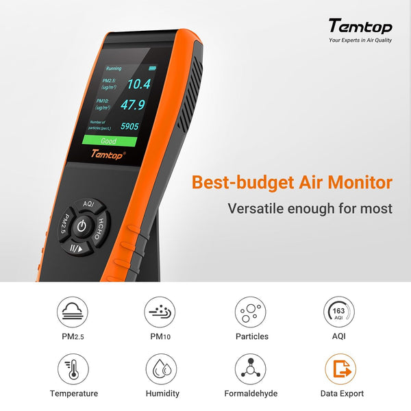 Temtop Air Quality Monitor Professional Pm2 5 Pm10 Particle Counter Formaldehyde Temperature