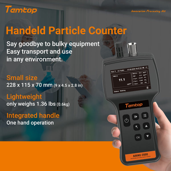 Temtop Airing 2000 3-channel Handheld Particle Counter Dust Monitor wi