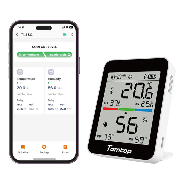 Temtop Indoor Thermometer T1, Bluetooth Room Temperature Monitor Indoo