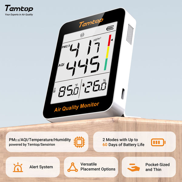 Temtop S1-up Indoor/Outdoor Thermometer & Hygrometer with Air Quality