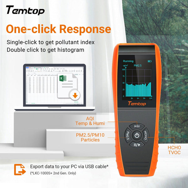 Temtop LKC-1000S+ 2nd Particulate matter, formaldehyde and VOCs Meter